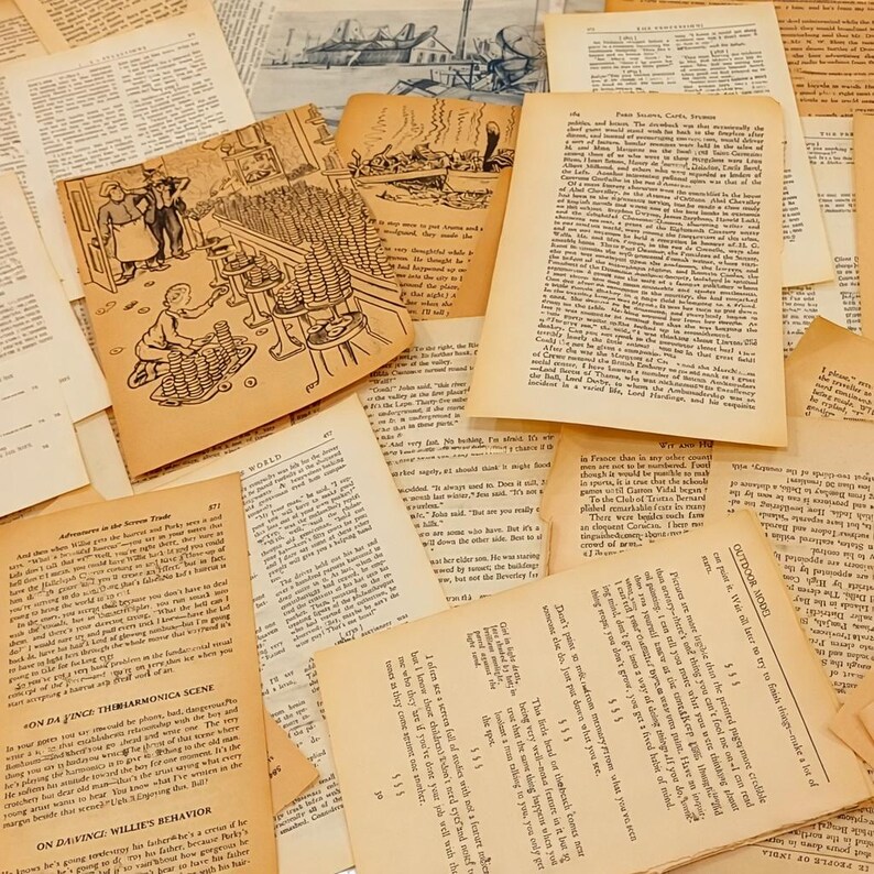 Vintage Book Page Bundles | Antique Paper Ephemera | Junk Journal Pages ...
