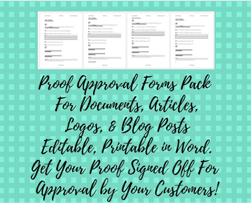 Proof Approval Forms: Editable Business Templates (printable) - Etsy