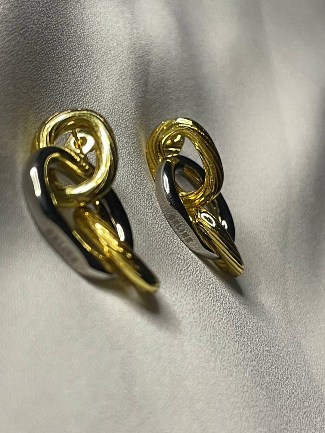 Vintage Celine Two Tone Interlocking Link Drop Earrings 4cm - Etsy