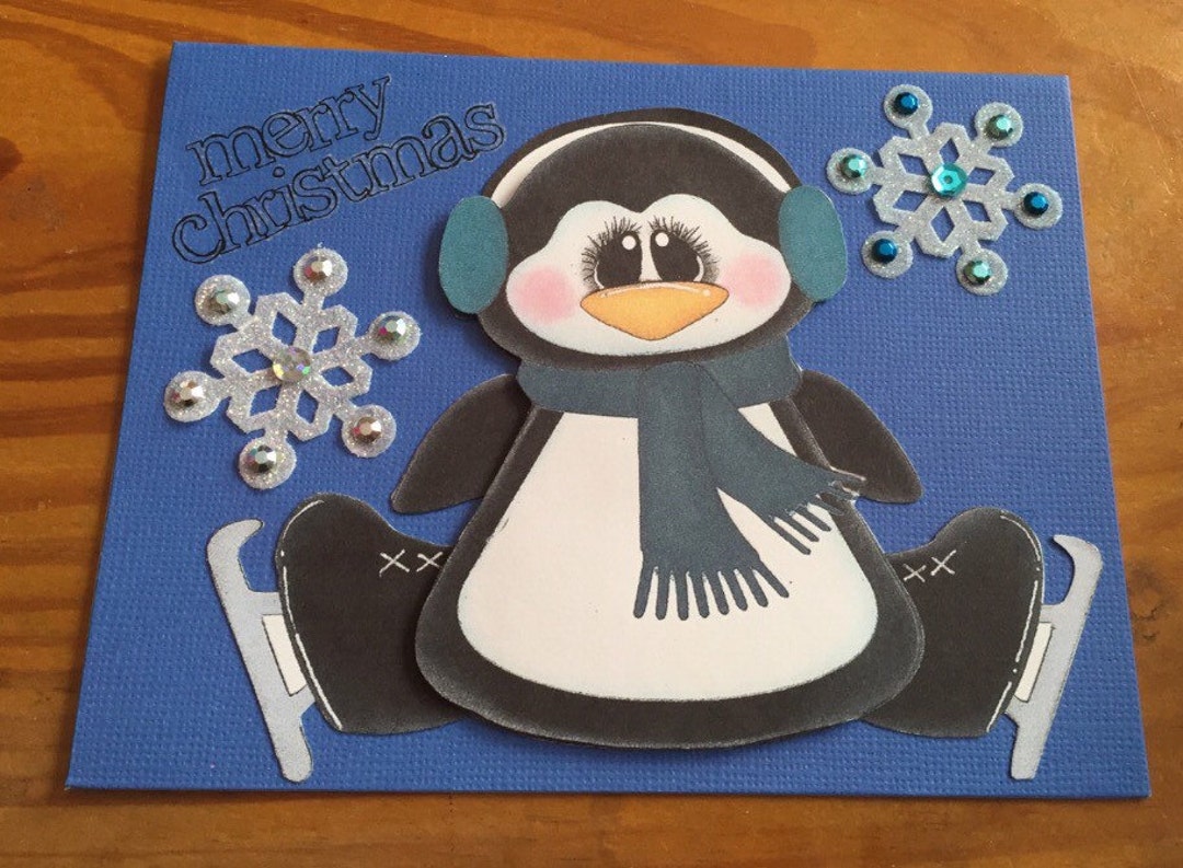 Penguin Christmas Card - Etsy