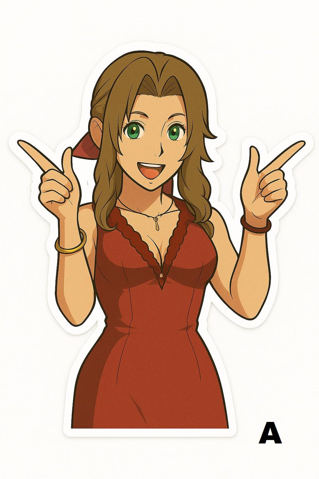 Aerith Red Dress Sticker – Cute Anime Vinyl Decal - Etsy