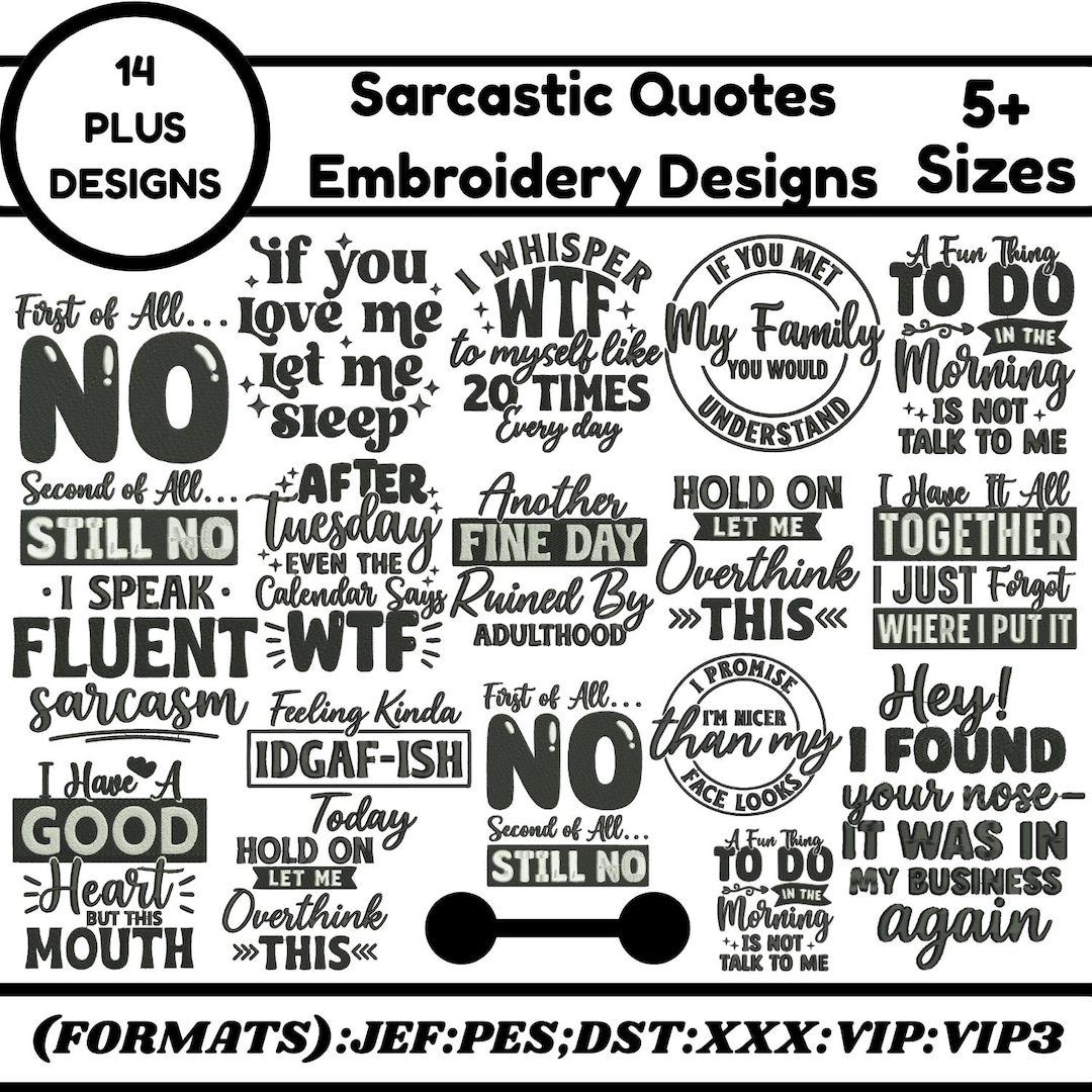 Sarcastic Quote Machine Embroidery Designs Funny Adult Humor Embroidery ...