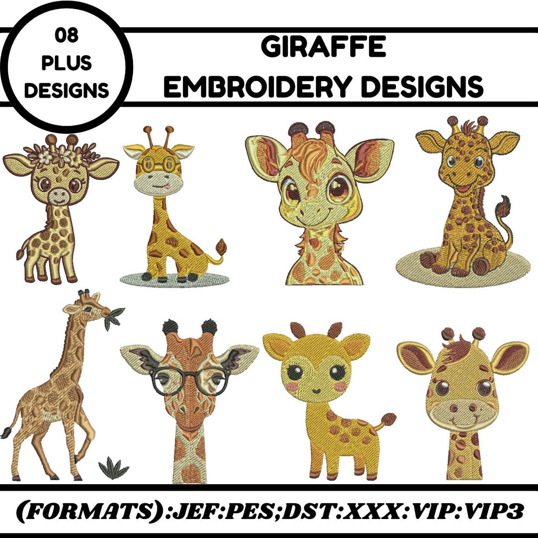 Mini Giraffe Machine Embroidery Design Floral Giraffe Embroidery Cute ...
