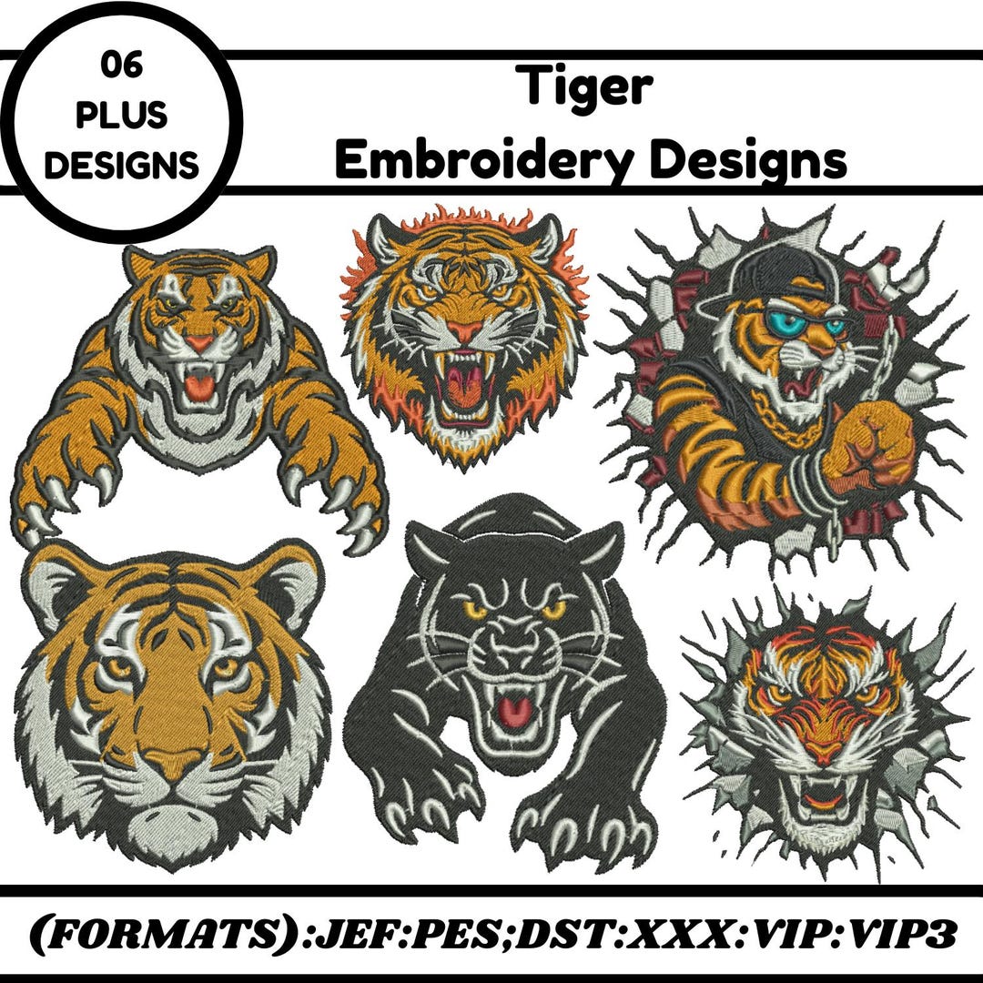 Tiger Head Machine Embroidery Designs Tiger Face Embroidery Mini Tigers ...