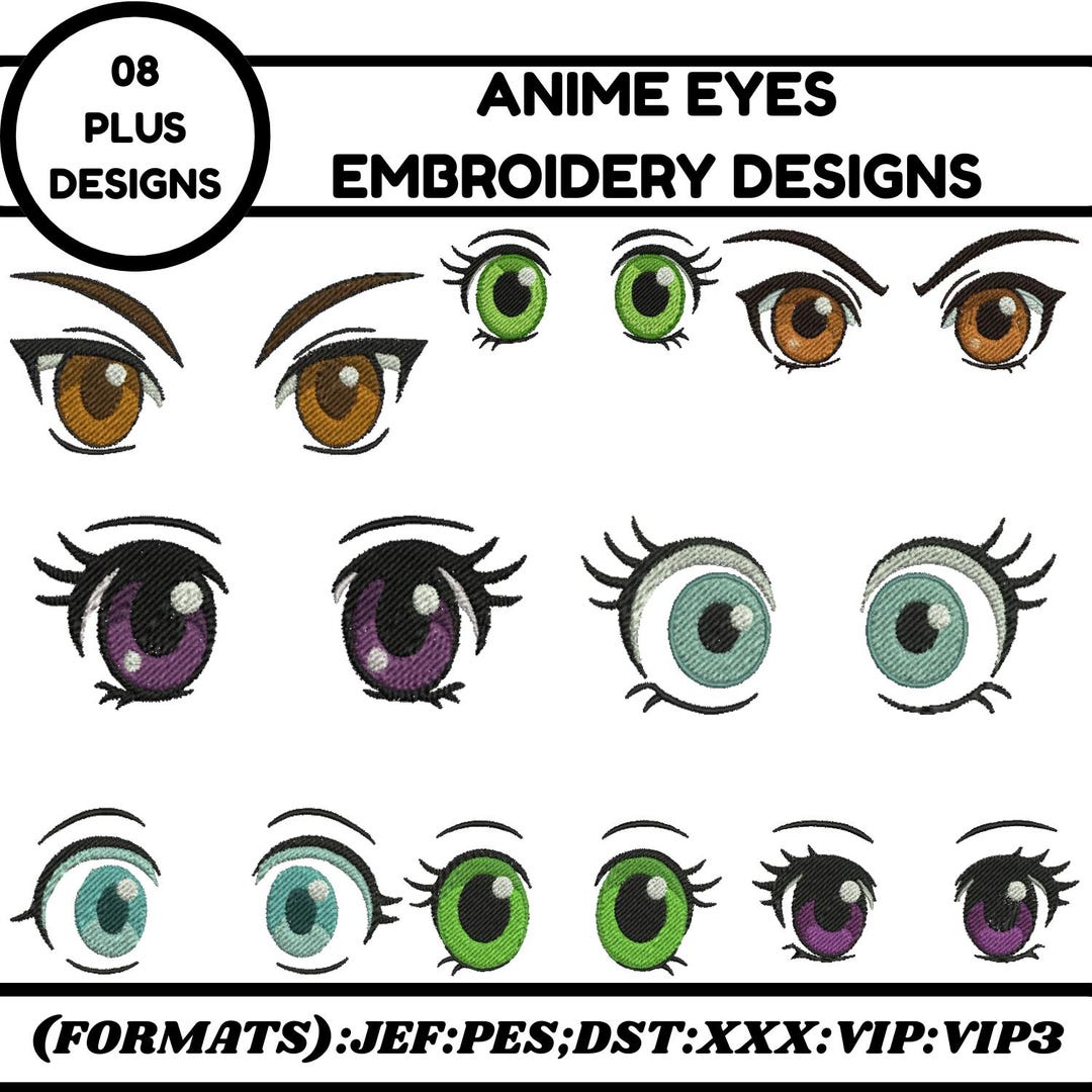 Anime Eyes Machine Embroidery Design Cartoon Eyes Designs Animal Eyes ...