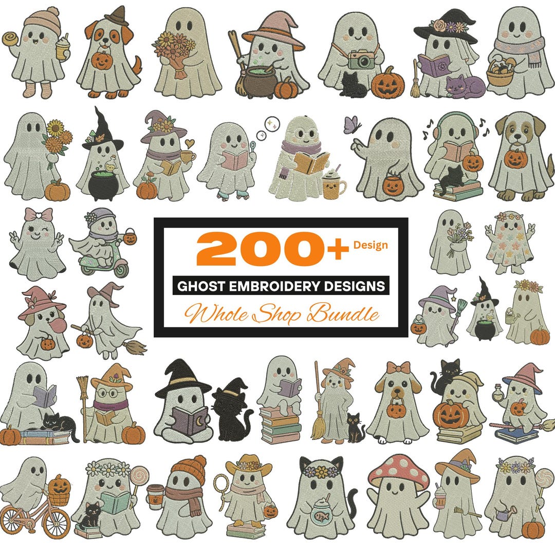 Mini Fall Ghosts Machine Embroidery Designs Bundle Spooky Ghost ...