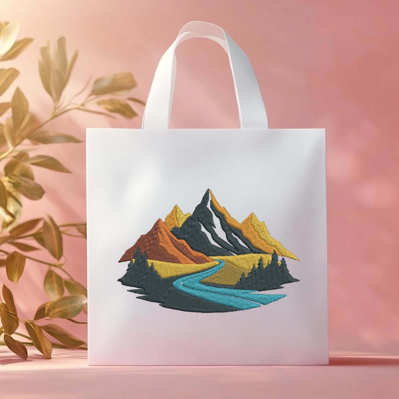 Mountain Landscape Machine Embroidery Design Mountain Scene Design ...