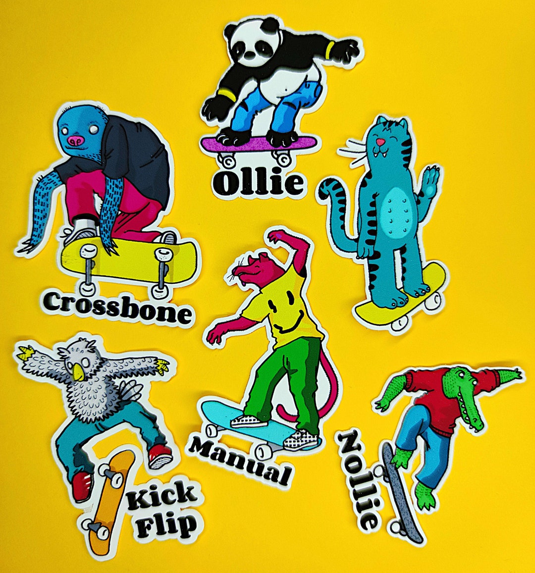 Animals Doing Skateboard Tricks. Stickers - Etsy