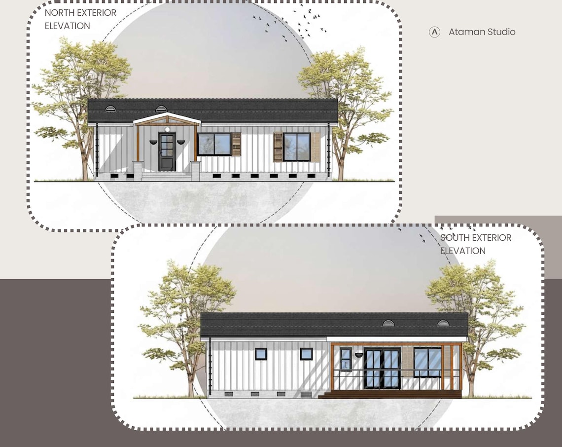 1200 Sq Ft Small House Plan – 2 Bedroom 2 Bath Modern Home Layout (42 ...