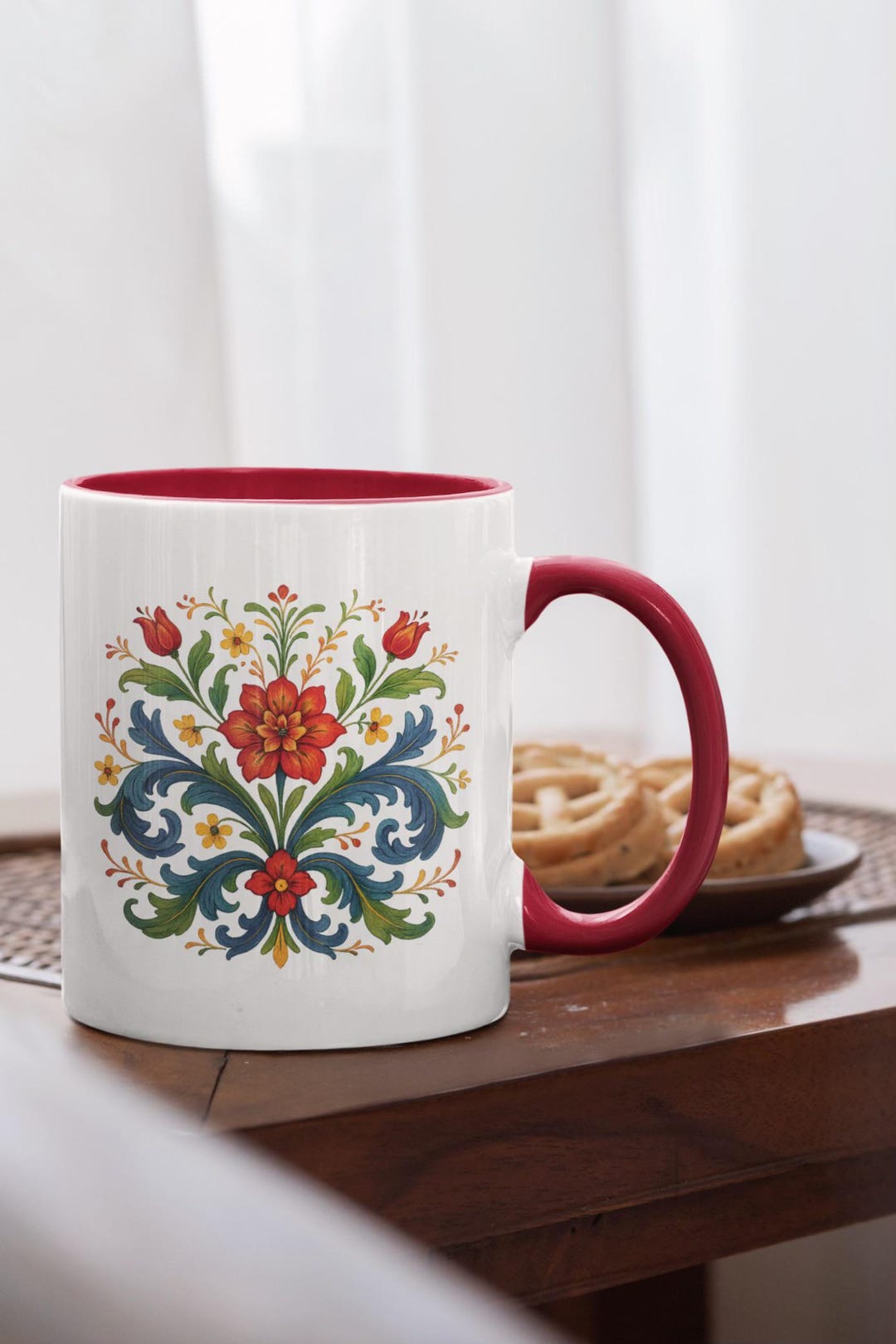 Norwegian Rosemaling Coffee Mug 11oz and 15oz: Traditional Folk ...