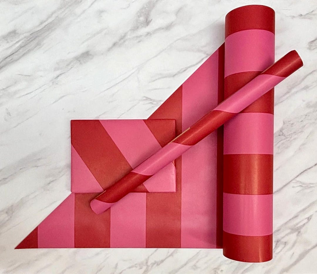 Wrapping Paper Pink Painted Stripes 50CM Wide Eco Friendly, 100% ...