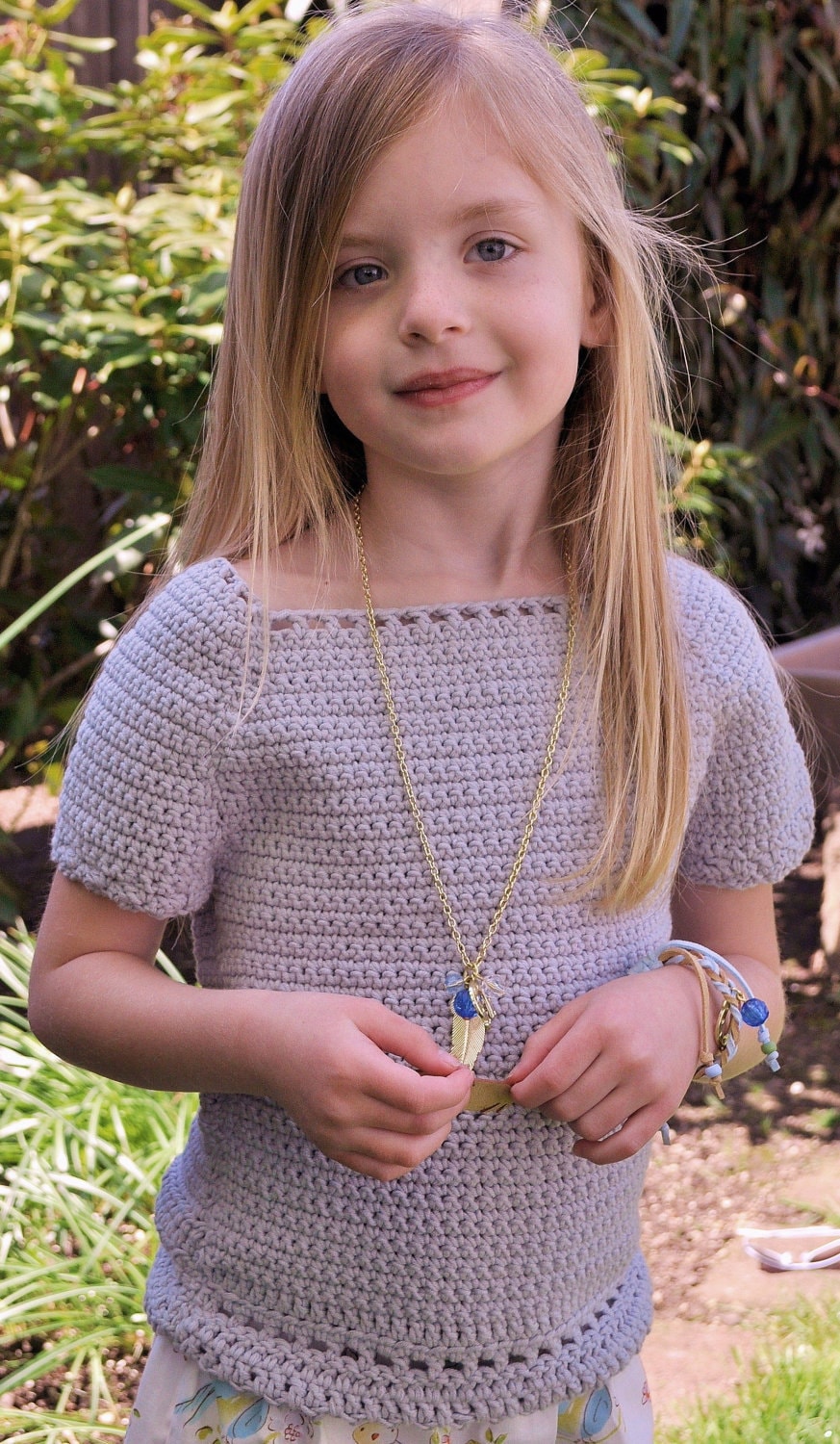 CROCHET PATTERN Girls Crochet Top,crochet Tee,girls,eyelets,crochet ...