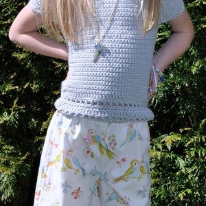 CROCHET PATTERN Girls Crochet Top,crochet Tee,girls,eyelets,crochet ...