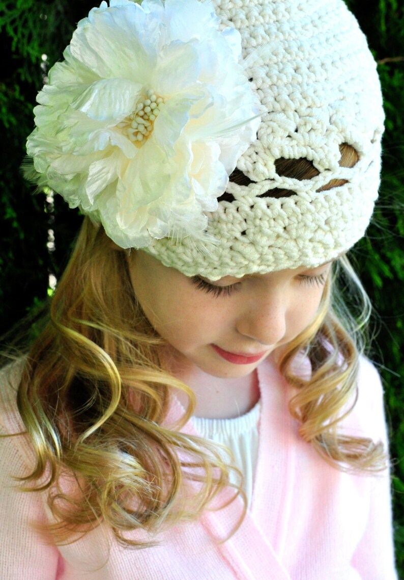 CROCHET PATTERN Girls Crochet Hat,girls,girls Crochet Beanie,ivory ...