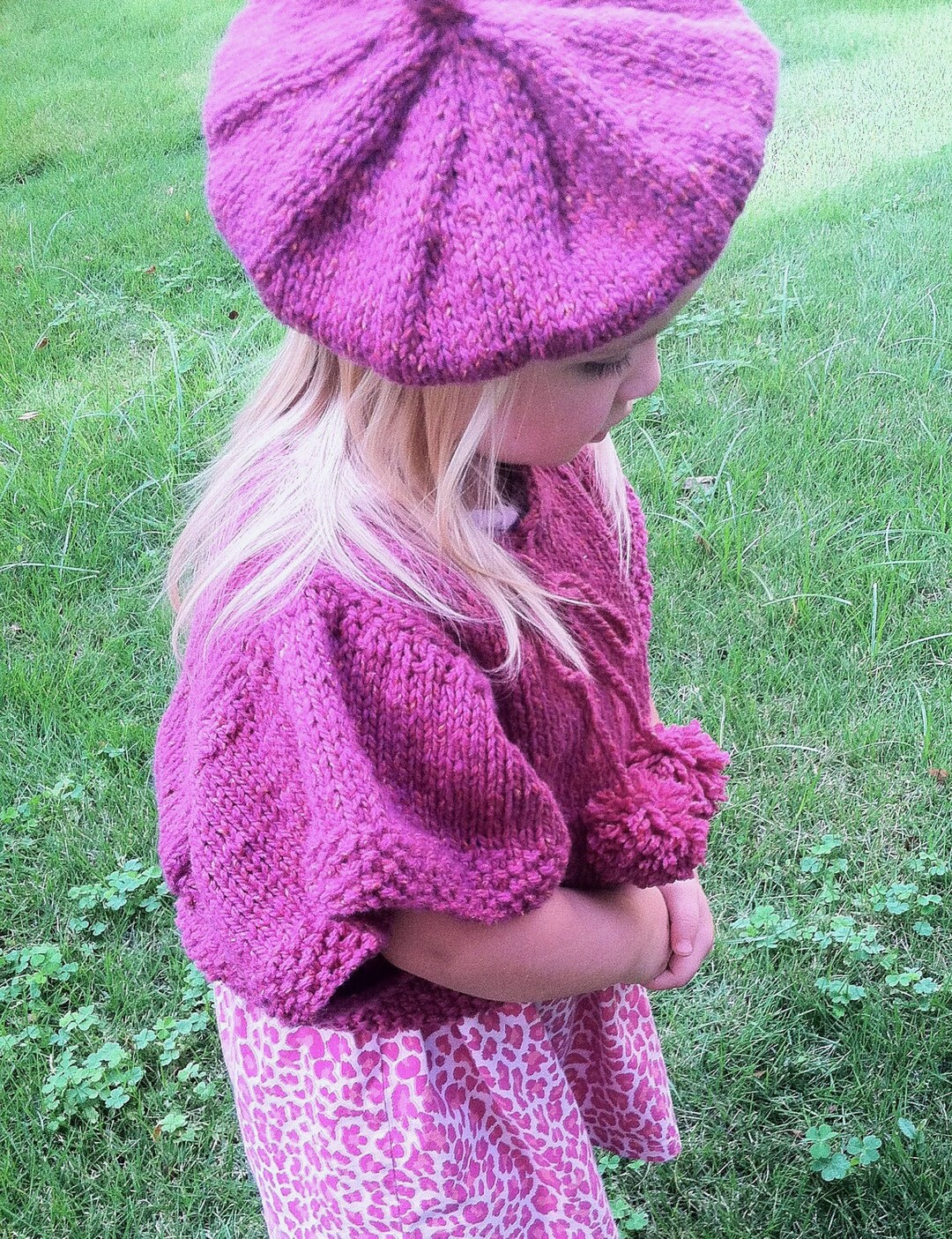 KNITTING PATTERN Girls Poncho, Knitting Pattern Girls Beret,toddler ...