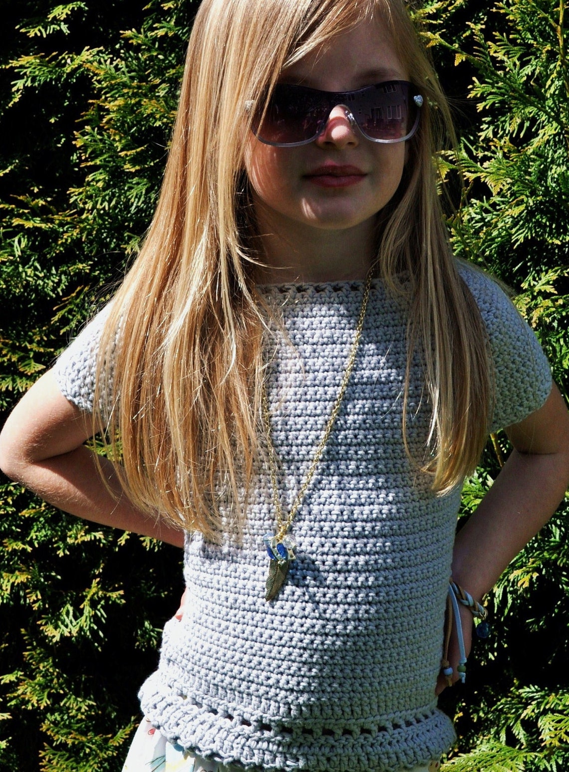 CROCHET PATTERN Girls Crochet Top,crochet Tee,girls,eyelets,crochet ...