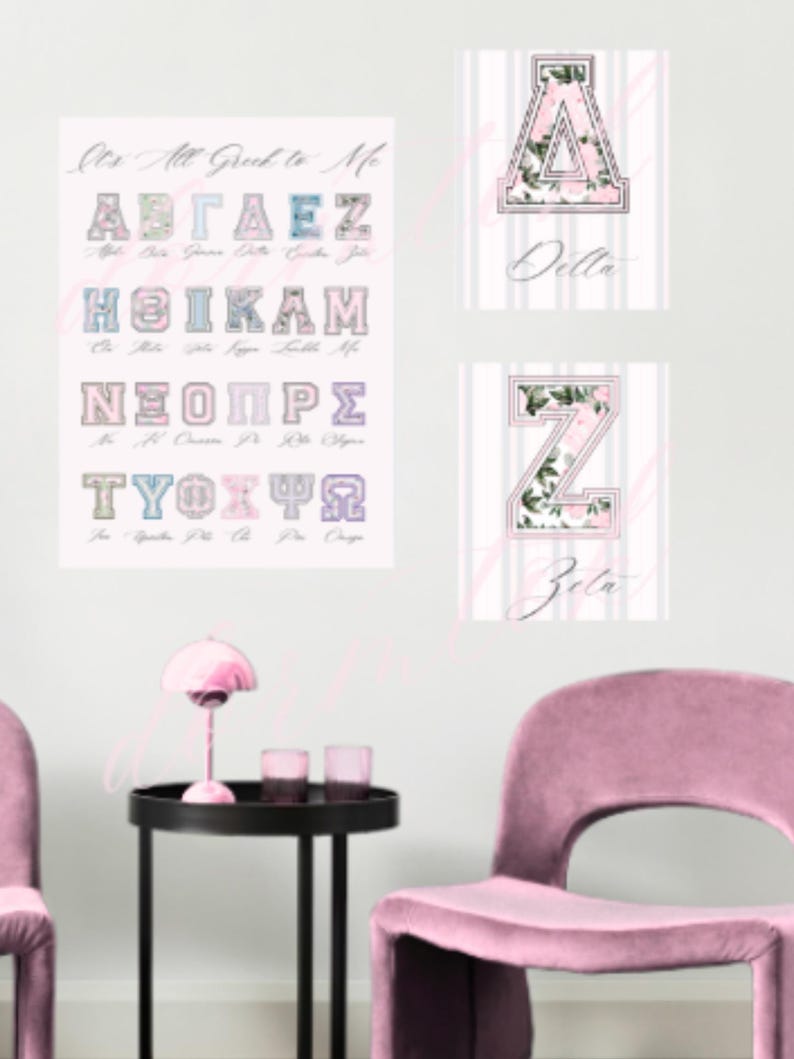 Greek Alphabet Poster (floral) - Etsy