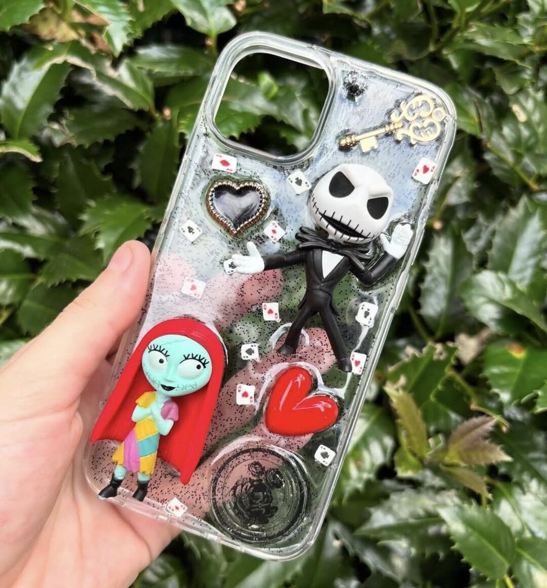 Handmade Decoration on Phone Case. Jack and Sally 3D Decoration ...