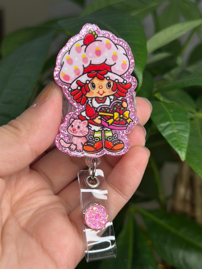 Strawberry-inspired Badge Reels: Retractable ID Holder With Rhinestones ...