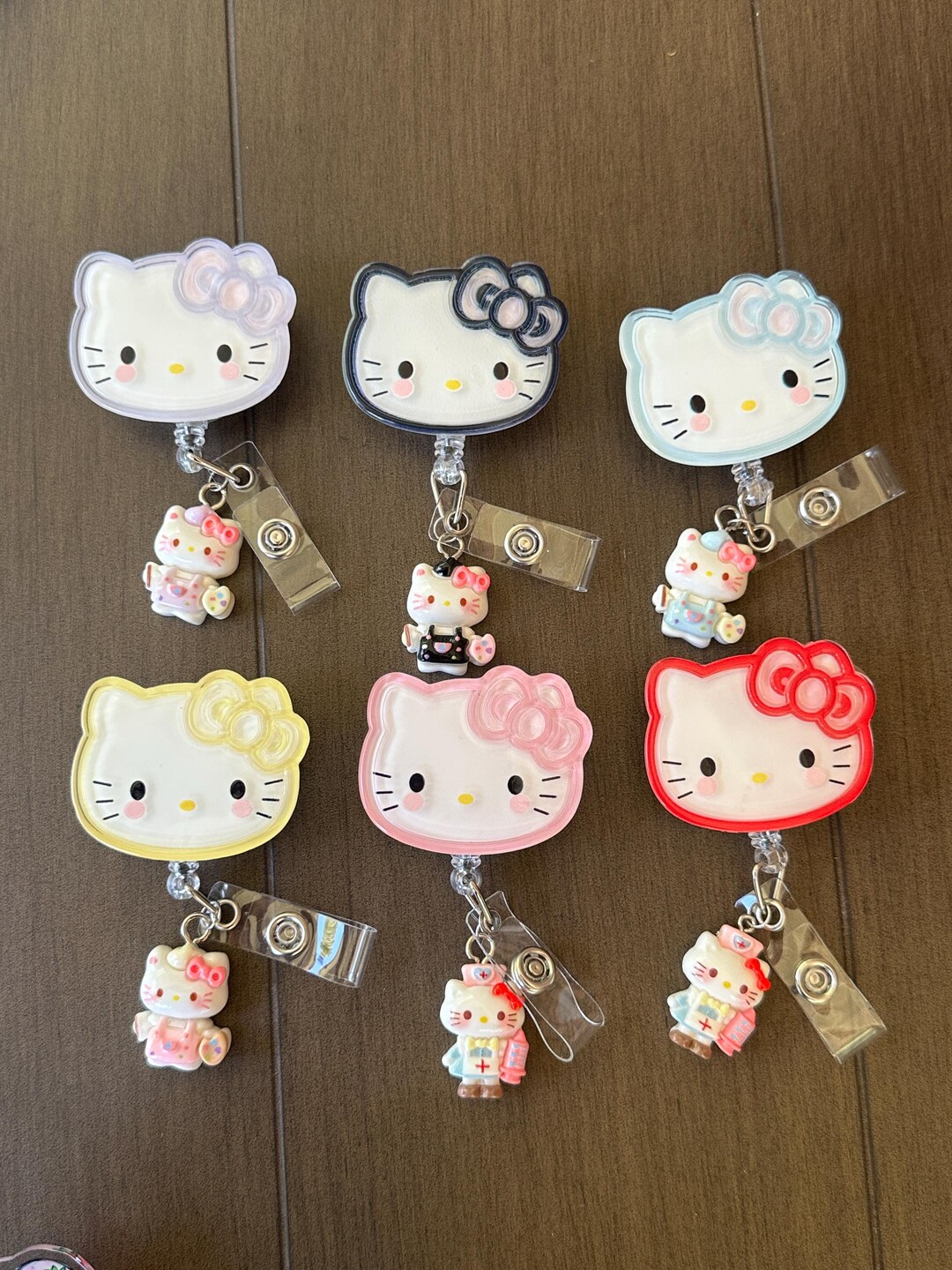 Hello Kitty Badge Reel | Cute Retractable ID Holder Clip With Charm ...