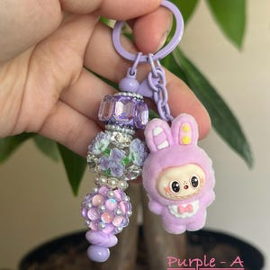 Kawaii Beaded Keychain With Bunny Charm: Bag Charm | Key Ring Accessory ...