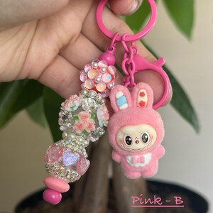 Kawaii Beaded Keychain With Bunny Charm: Bag Charm | Key Ring Accessory ...