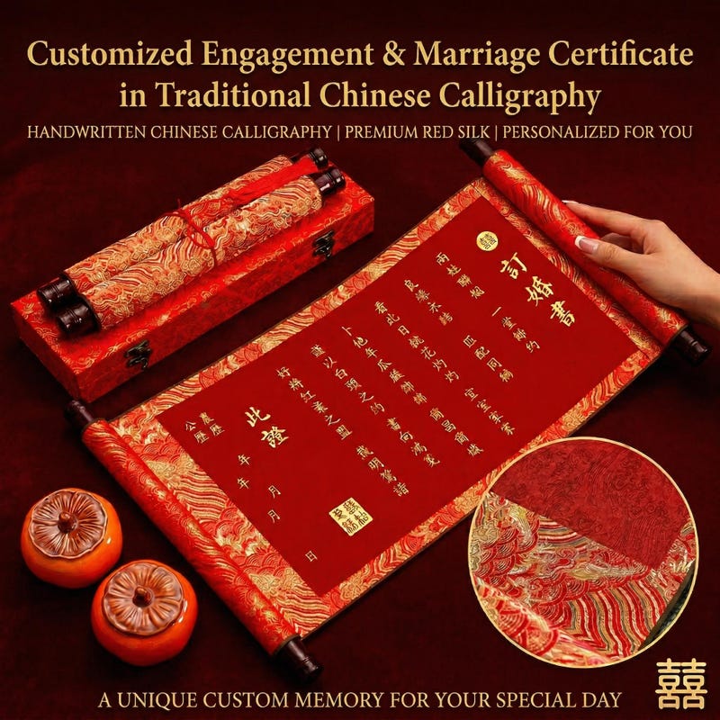 Chinese Silk Scroll Set - Etsy