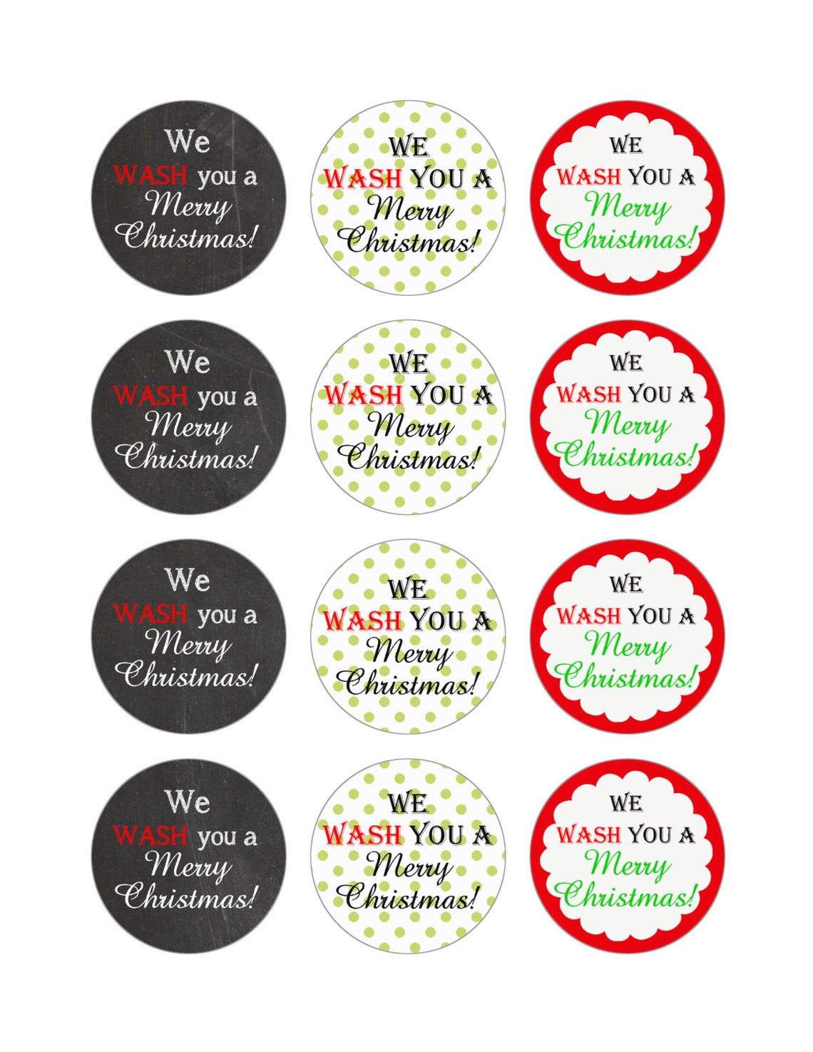 INSTANT DOWNLOAD: We WASH You a Merry Christmas Gift Tag - Attach to ...