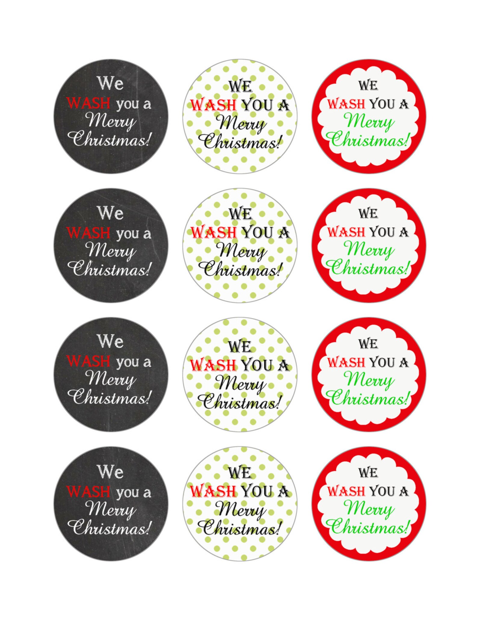 INSTANT DOWNLOAD: We WASH You a Merry Christmas Gift Tag - Attach to ...