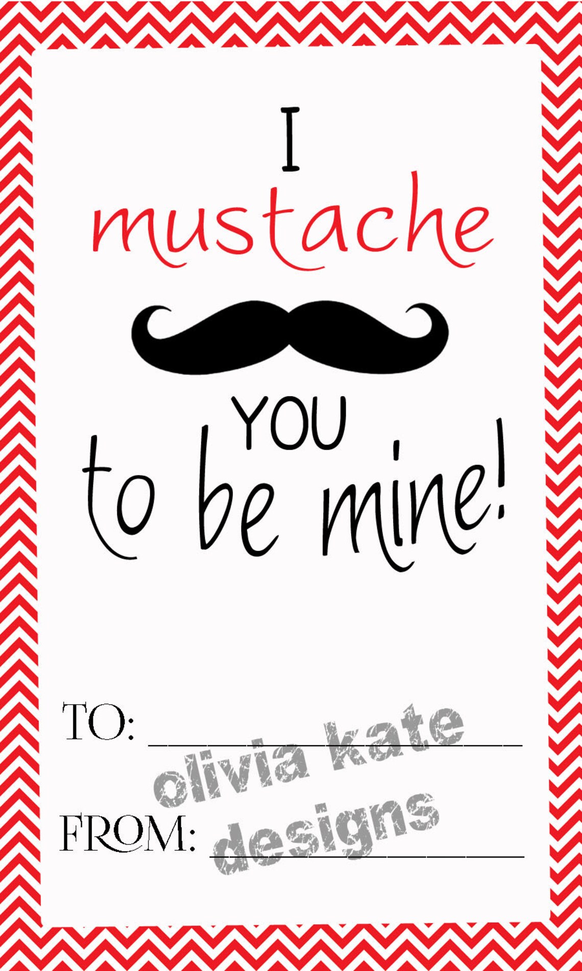 INSTANT DOWNLOAD Mustache and Chevron Valentine's Day Cards - School ...