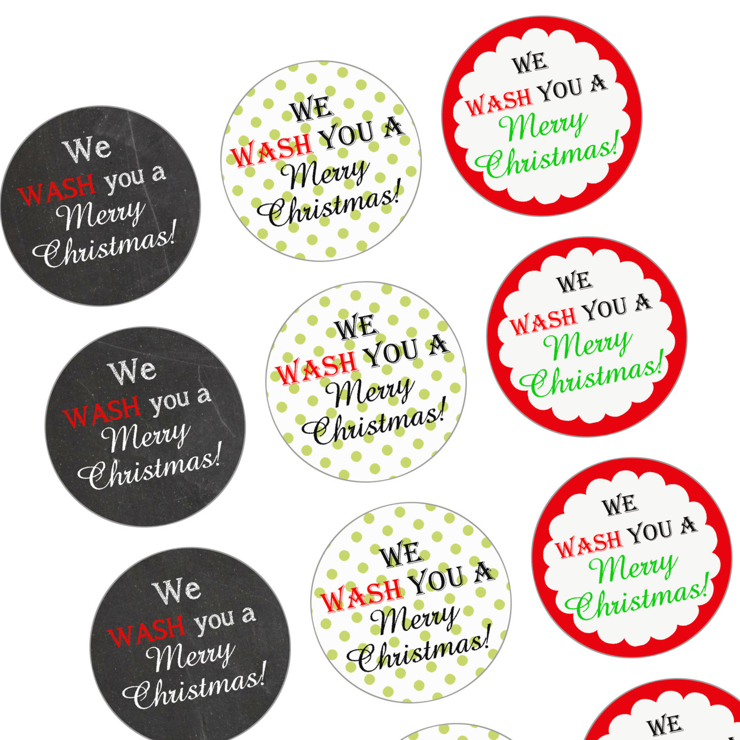 INSTANT DOWNLOAD: We WASH You a Merry Christmas Gift Tag - Attach to ...