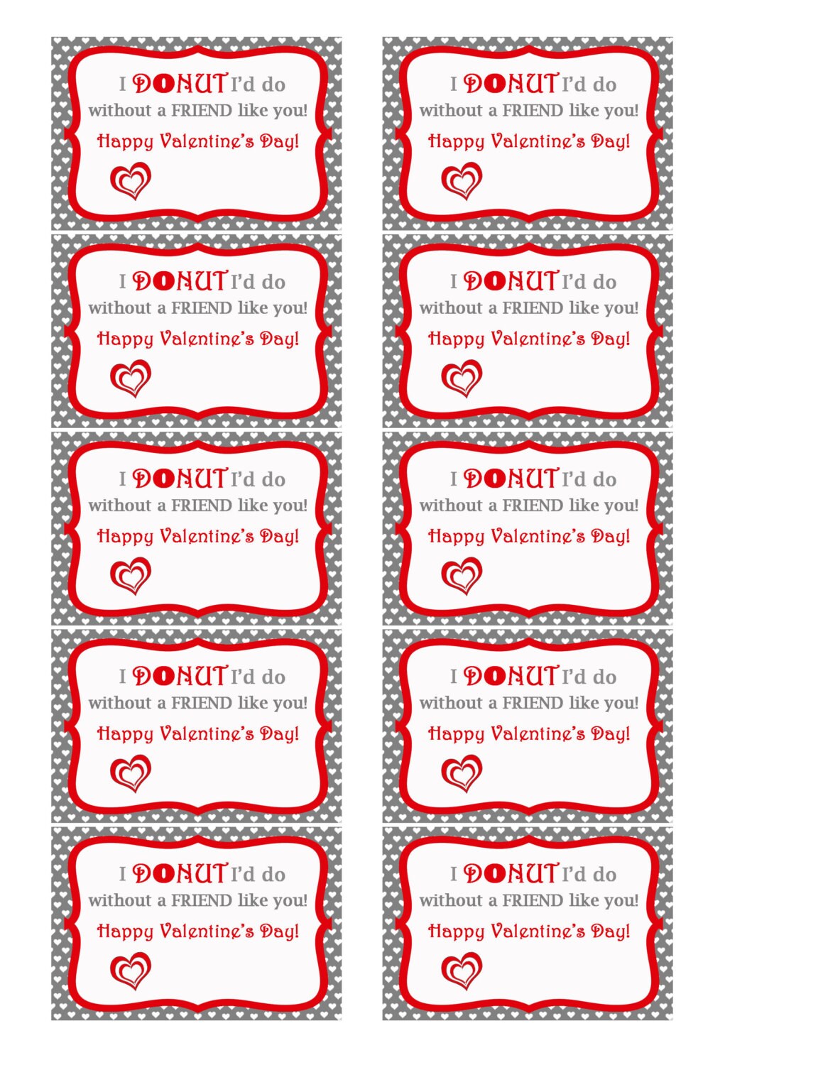 INSTANT DOWNLOAD Valentine's Day Tag - I DONUT I'd Do Without a Friend ...