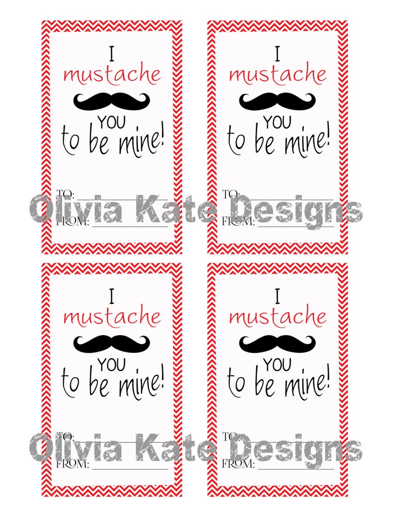 INSTANT DOWNLOAD Mustache and Chevron Valentine's Day Cards - School ...