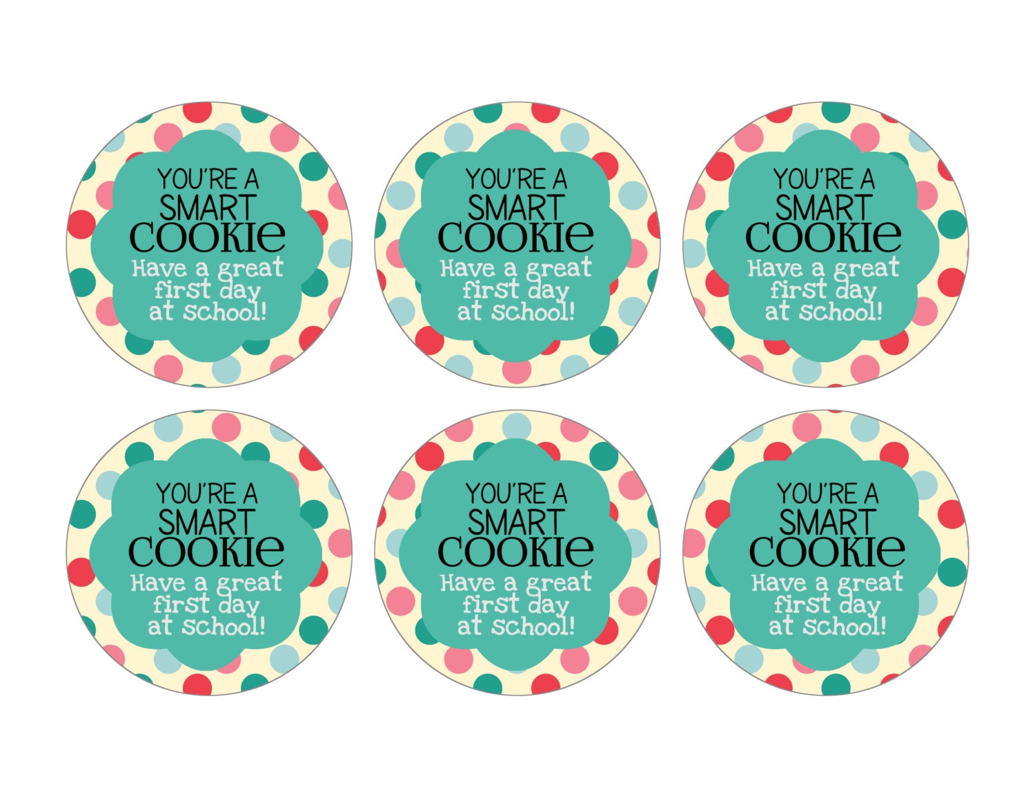 INSTANT DOWNLOAD: Student Back to School - Smart Cookie Circle Tag ...