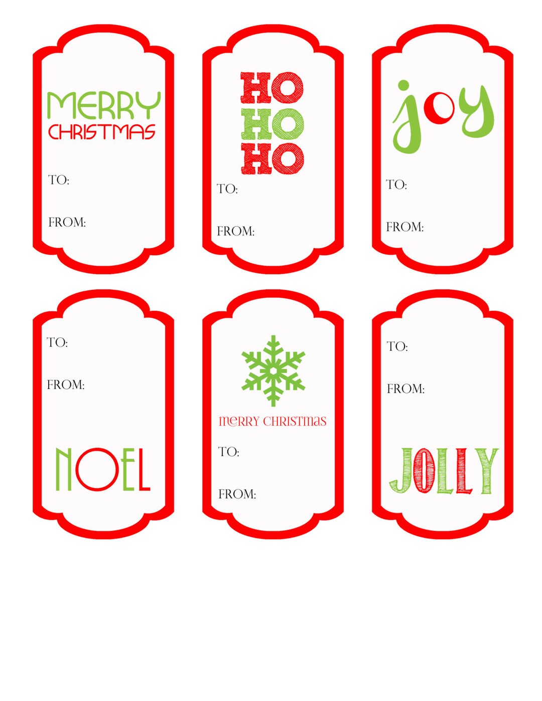 INSTANT DOWNLOAD - Printable Christmas Gift Tags - Classic Red & Green ...