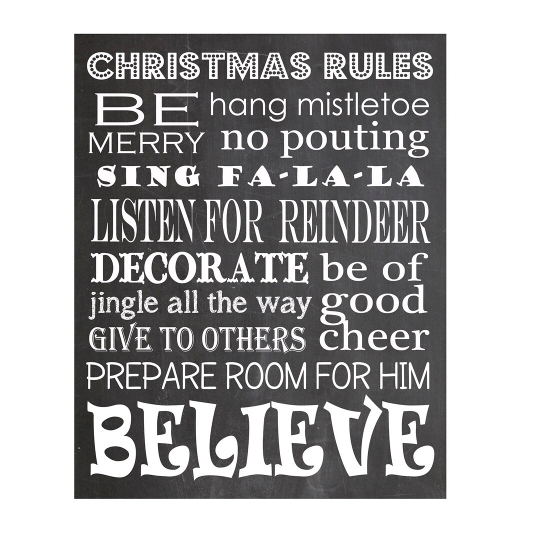 CHRISTMAS RULES Printable Instant Download - Chalkboard - 8x10 ...