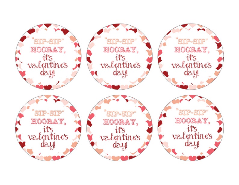 Instant Download "sip SIP HOORAY It's Valentine's Day" Tags - Kids ...