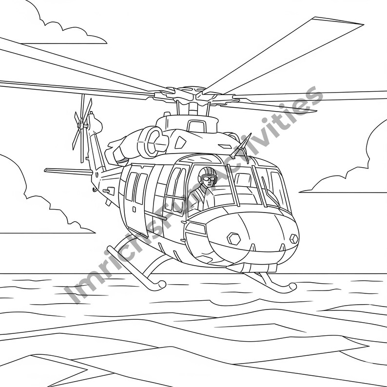 Printable Helicopter Coloring Pages for Kids: Military Aircraft ...