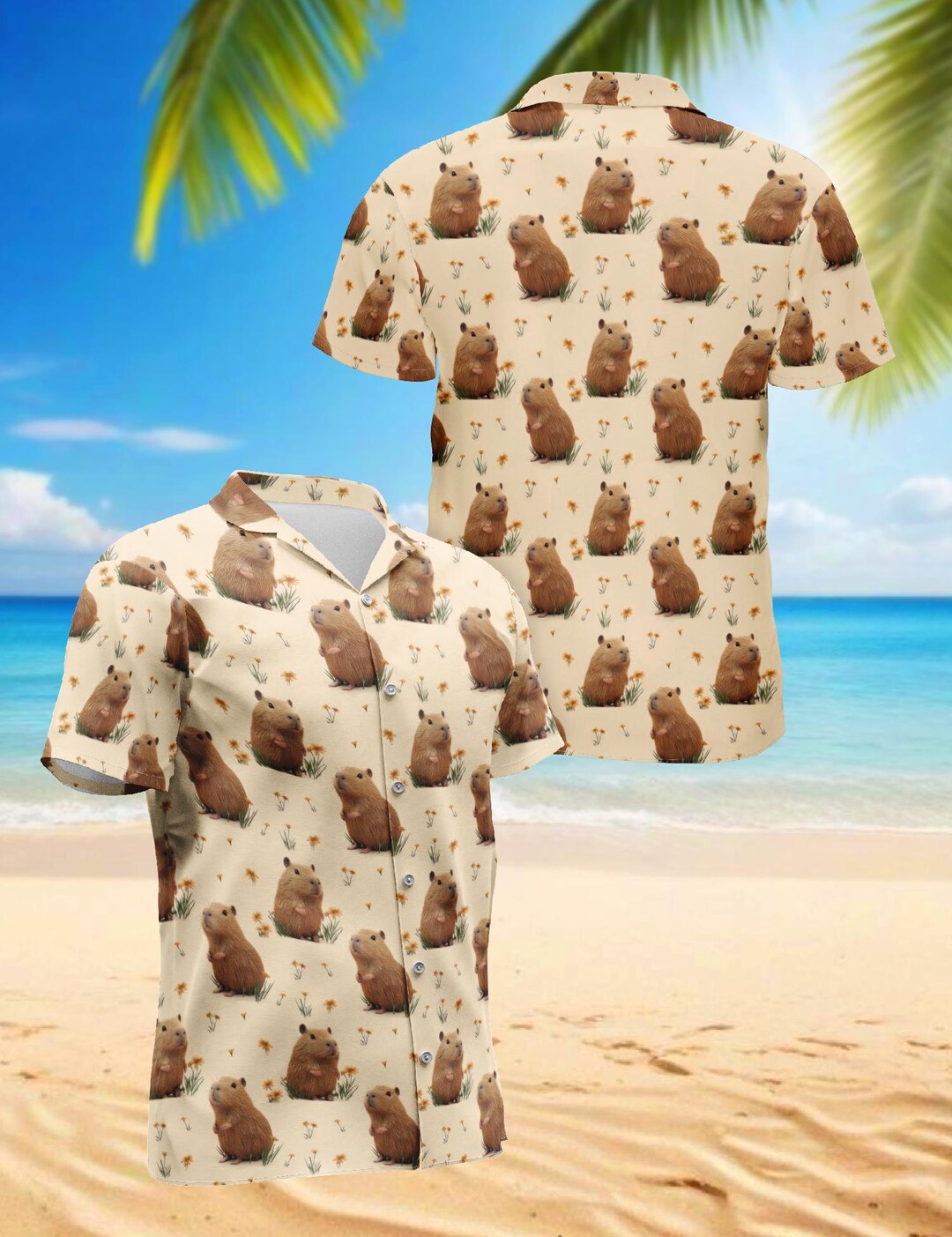 Capybara Hawaiian Shirt, Cute Capybara Aloha Shirt, Animal Print ...