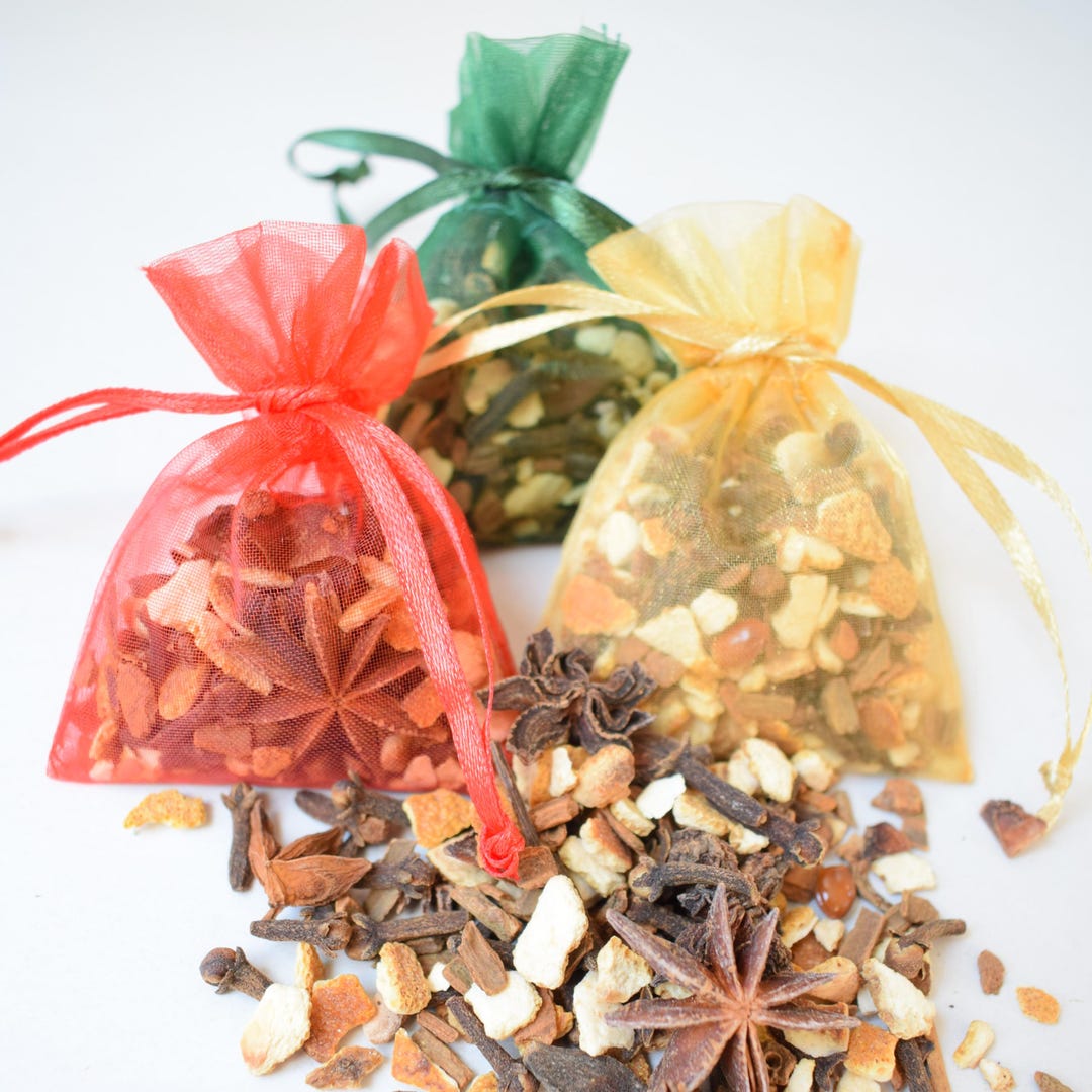 10 Christmas Potpourri Sachet Bags - Cinnamon Spice, Orange Peel ...