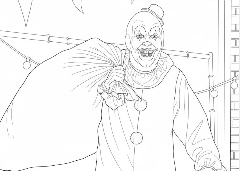 Horror Movie Clown Coloring Pages | Slasher Film Fan Art Printable PDF ...