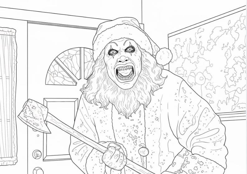 Horror Movie Clown Coloring Pages | Slasher Film Fan Art Printable PDF ...