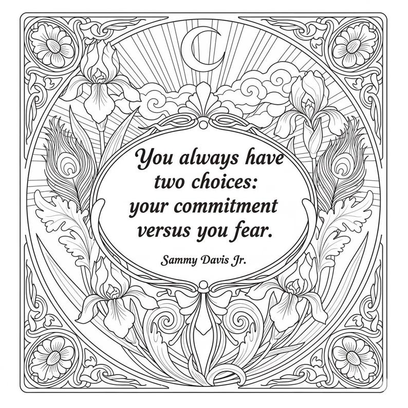 Elegant Motivational Quote Coloring Sheet, Zen Goal-oriented Art ...