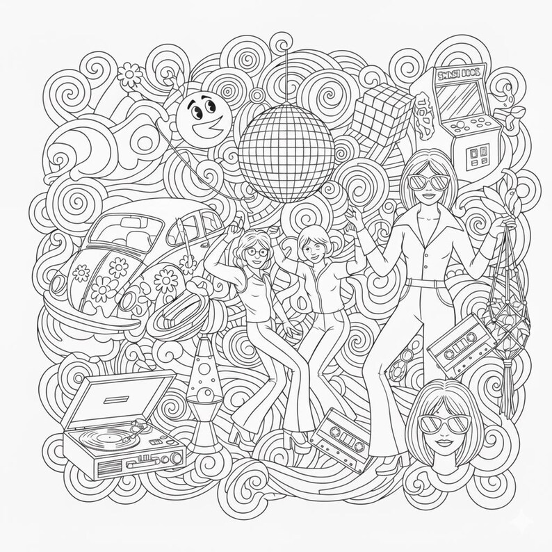 Decades Coloring Pages - Etsy