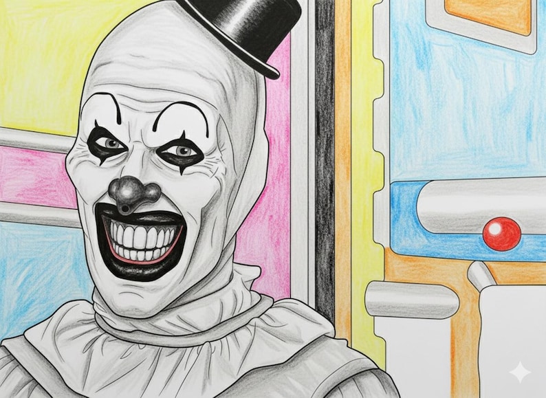 Horror Movie Clown Coloring Pages | Slasher Film Fan Art Printable PDF ...