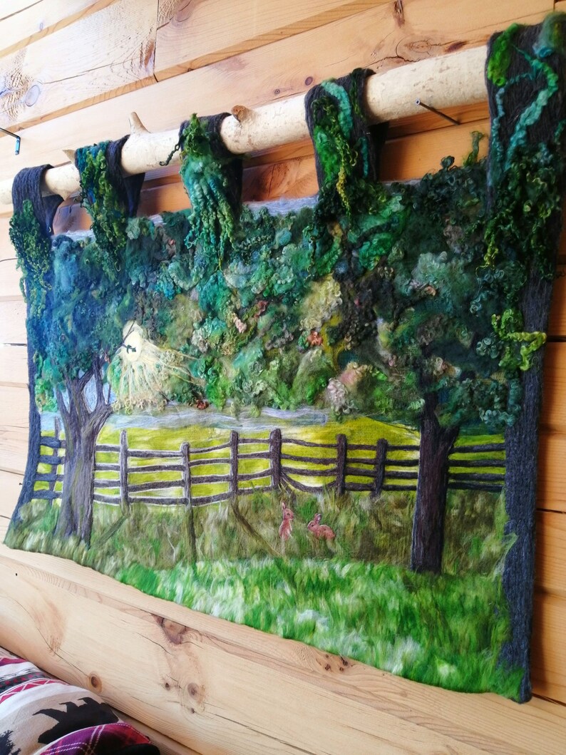 Handmade & Dyed Large Needle Felted Wool Tapestry - Etsy