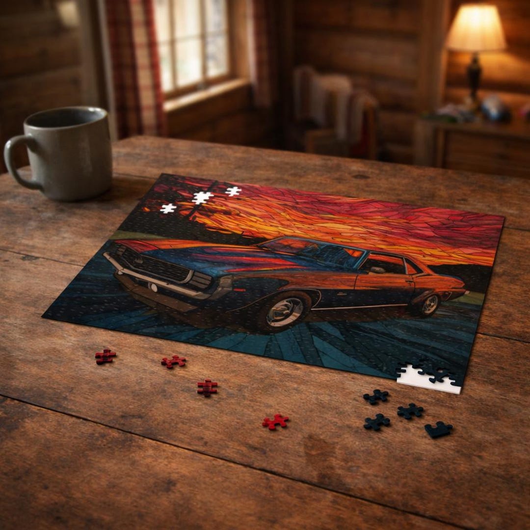 1969 Camaro Puzzle Sunset Muscle Car Jigsaw 500 Piece Classic American ...