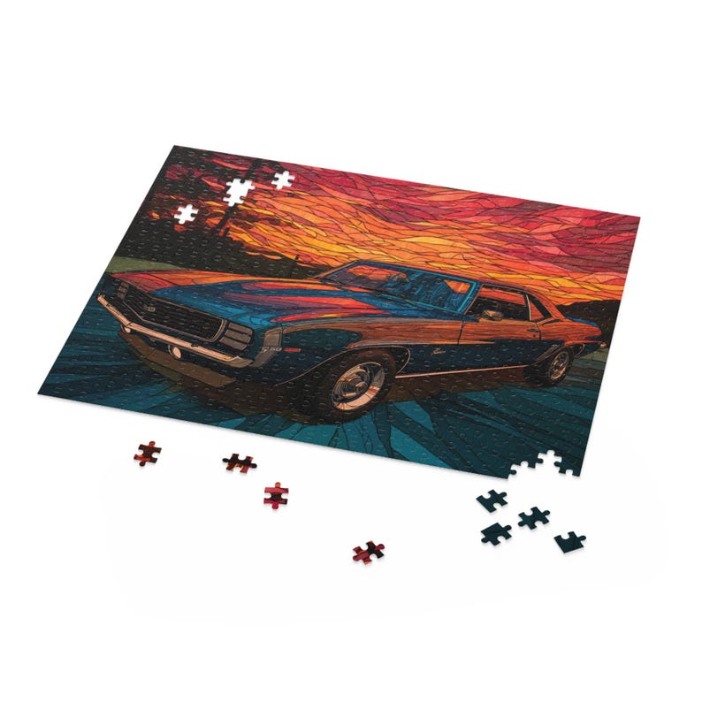 1969 Camaro Puzzle Sunset Muscle Car Jigsaw 500 Piece Classic American ...