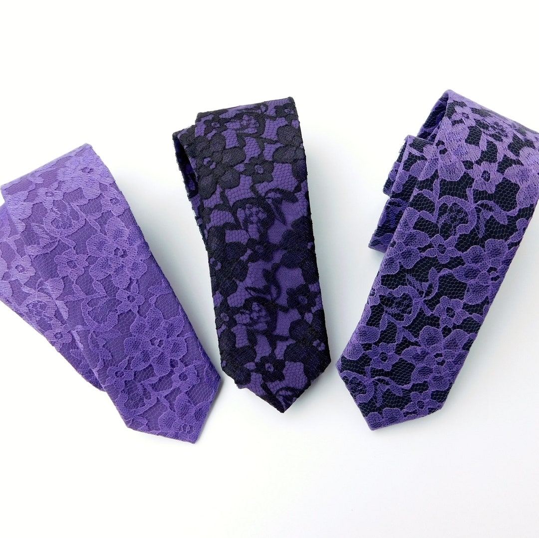 Purple and Black Lace Mens Neckties Self Tied Standard, Slim, Skinny ...