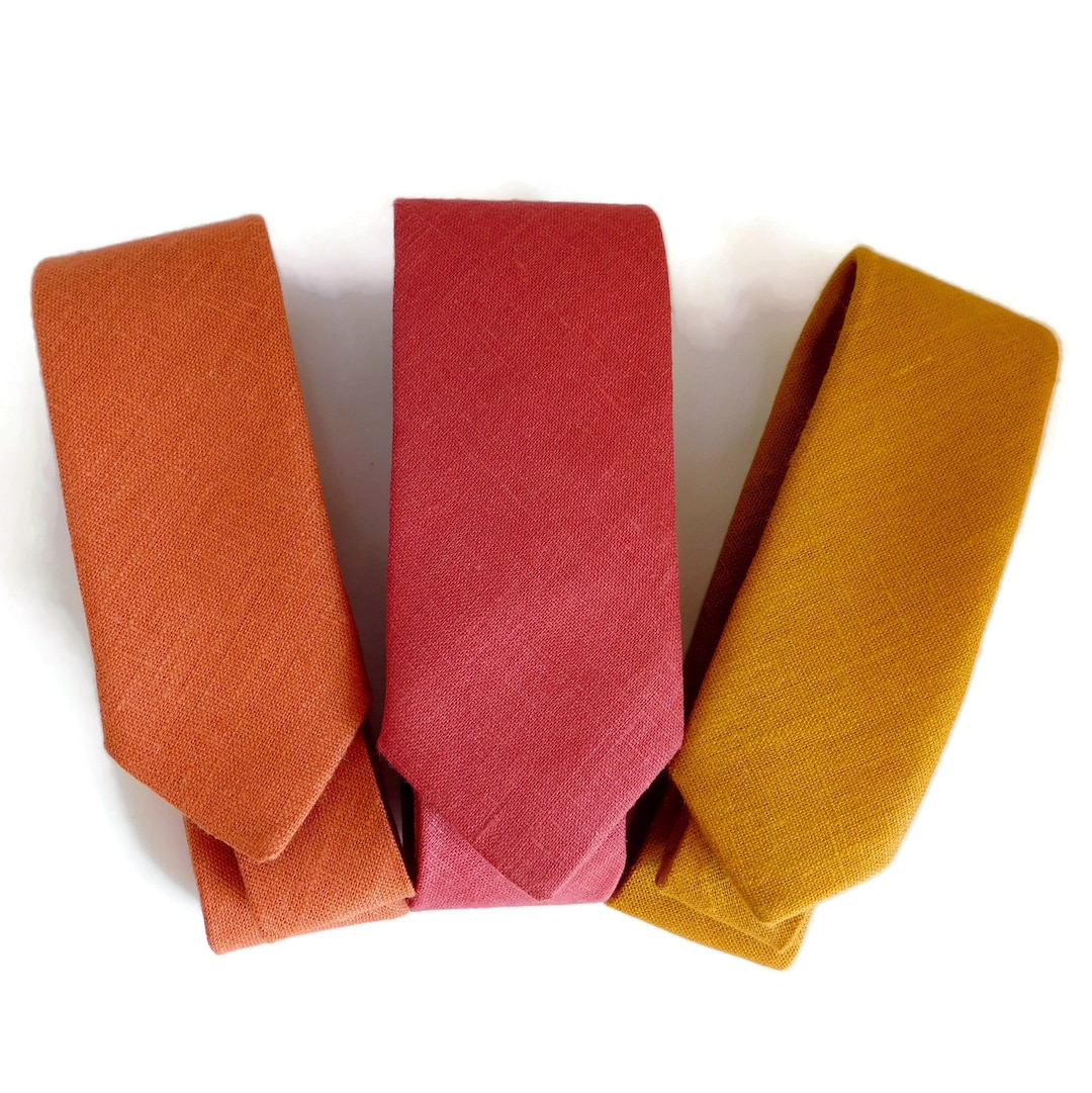 Hopsack Linen Neckties Autumn Colors Harvest Gold Paprika - Etsy